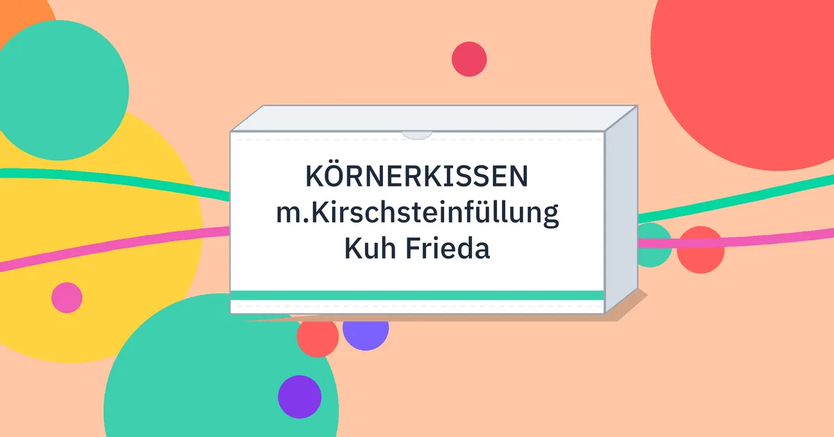Symbolbild: Packung mit der Aufschrift KÖRNERKISSEN m.Kirschsteinfüllung Kuh Frieda (PZN 17537750) – Verfügbarkeit und Bezug in Apotheken in Frankfurt am Main