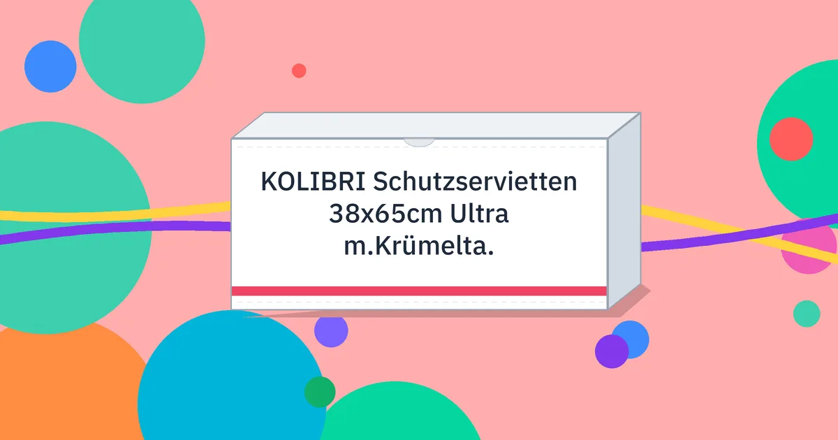 Symbolbild: Packung mit der Aufschrift KOLIBRI Schutzservietten 38x65cm Ultra m.Krümelta. (PZN 10029536) – Verfügbarkeit und Bezug in Apotheken in Frankfurt am Main