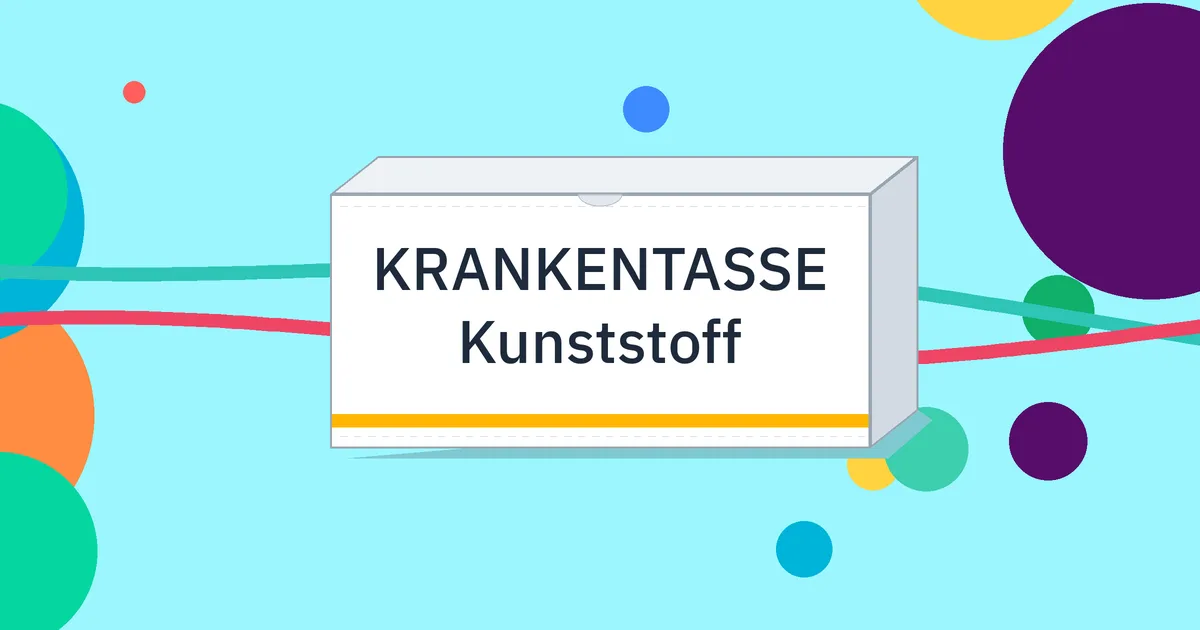 Symbolbild: Packung mit der Aufschrift KRANKENTASSE Kunststoff (PZN 03165730) – Verfügbarkeit und Bezug in Apotheken in Frankfurt am Main
