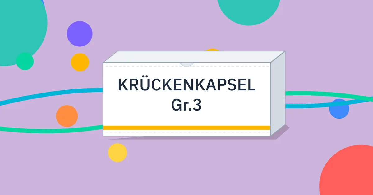 Symbolbild: Packung mit der Aufschrift KRÜCKENKAPSEL Gr.3 (PZN 00069196) – Verfügbarkeit und Bezug in Apotheken in Frankfurt am Main