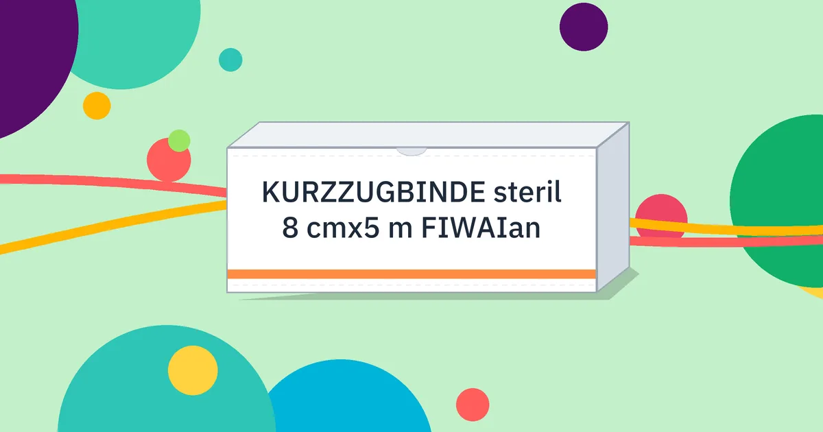 Symbolbild: Packung mit der Aufschrift KURZZUGBINDE steril 8 cmx5 m FIWAIan (PZN 11860088) – Verfügbarkeit und Bezug in Apotheken in Frankfurt am Main