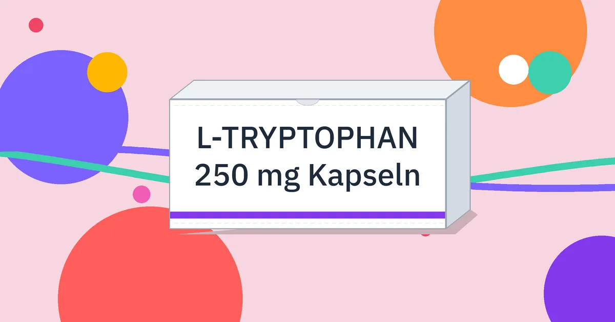 Symbolbild: Packung mit der Aufschrift L-TRYPTOPHAN 250 mg Kapseln (PZN 02718144) – Verfügbarkeit und Bezug in Apotheken in Frankfurt am Main