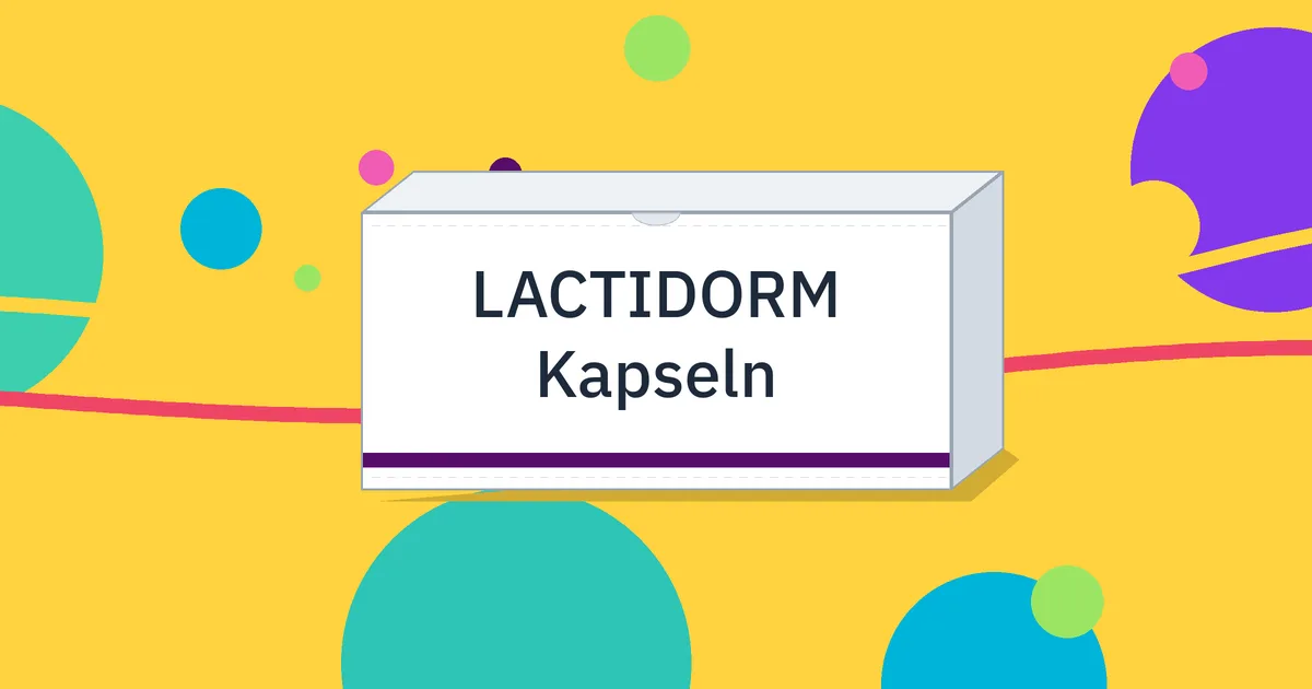 Symbolbild: Packung mit der Aufschrift LACTIDORM Kapseln (PZN 01867528) – Verfügbarkeit und Bezug in Apotheken in Frankfurt am Main