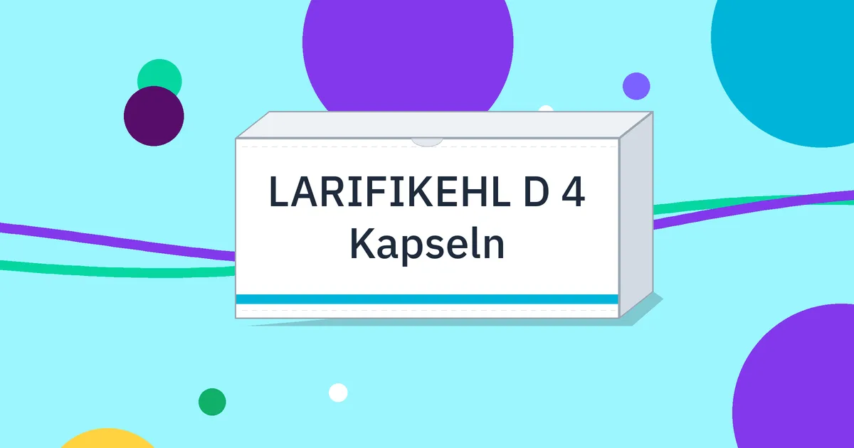 Symbolbild: Packung mit der Aufschrift LARIFIKEHL D 4 Kapseln (PZN 04549036) – Verfügbarkeit und Bezug in Apotheken in Frankfurt am Main