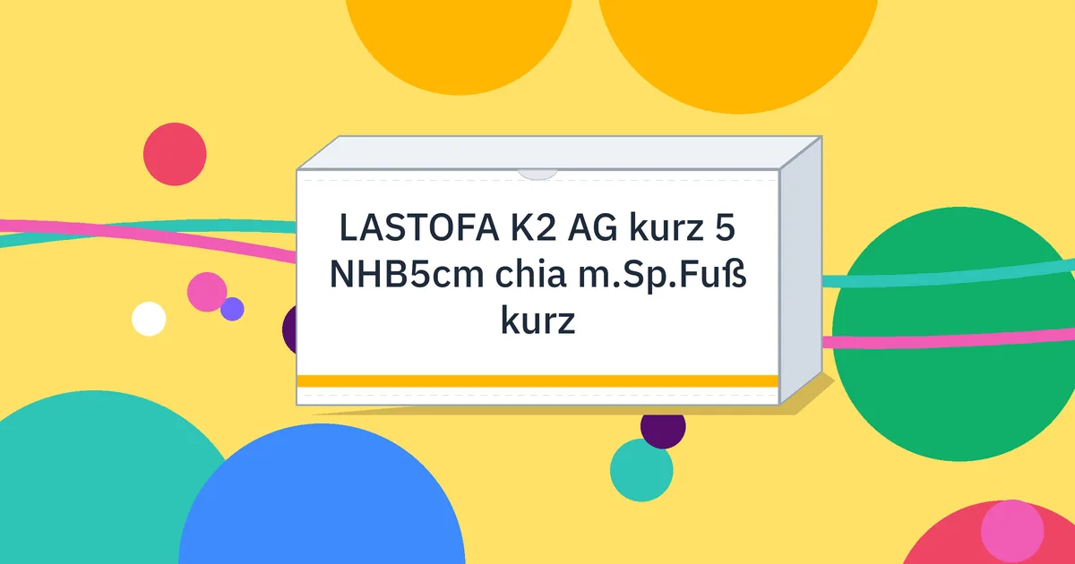 Symbolbild: Packung mit der Aufschrift LASTOFA K2 AG kurz 5 NHB5cm chia m.Sp.Fuß kurz (PZN 13806087) – Verfügbarkeit und Bezug in Apotheken in Frankfurt am Main