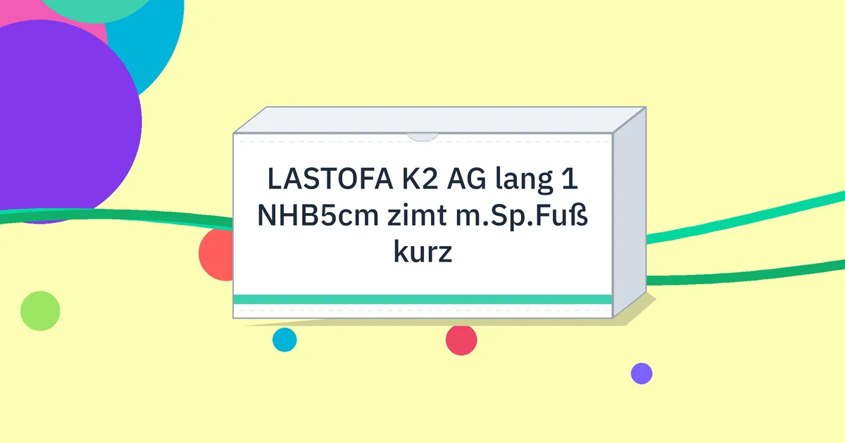 Symbolbild: Packung mit der Aufschrift LASTOFA K2 AG lang 1 NHB5cm zimt m.Sp.Fuß kurz (PZN 13801807) – Verfügbarkeit und Bezug in Apotheken in Frankfurt am Main
