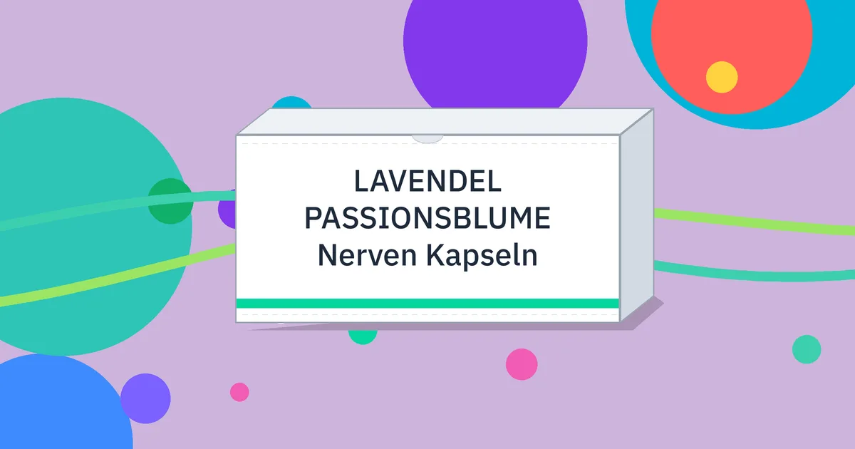 Symbolbild: Packung mit der Aufschrift LAVENDEL PASSIONSBLUME Nerven Kapseln (PZN 13877704) – Verfügbarkeit und Bezug in Apotheken in Frankfurt am Main