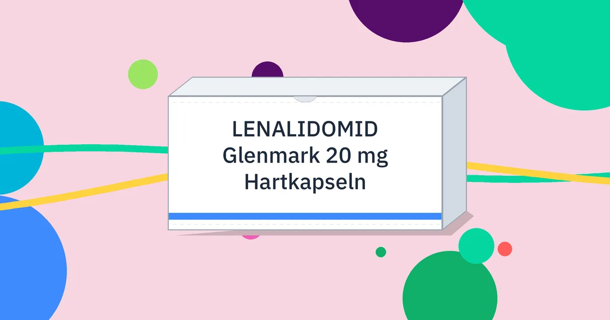 Symbolbild: Packung mit der Aufschrift LENALIDOMID Glenmark 20 mg Hartkapseln (PZN 17298009) – Verfügbarkeit und Bezug in Apotheken in Frankfurt am Main