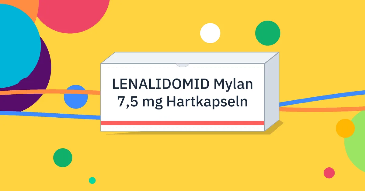Symbolbild: Packung mit der Aufschrift LENALIDOMID Mylan 7,5 mg Hartkapseln (PZN 17252622) – Verfügbarkeit und Bezug in Apotheken in Frankfurt am Main