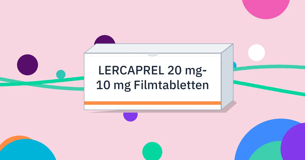 Symbolbild: Packung mit der Aufschrift LERCAPREL 20 mg-10 mg Filmtabletten (PZN 09274093) – Verfügbarkeit und Bezug in Apotheken in Frankfurt am Main