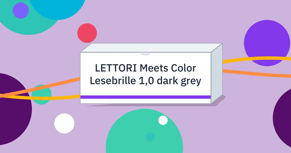 Symbolbild: Packung mit der Aufschrift LETTORI Meets Color Lesebrille 1,0 dark grey (PZN 11141927) – Verfügbarkeit und Bezug in Apotheken in Frankfurt am Main