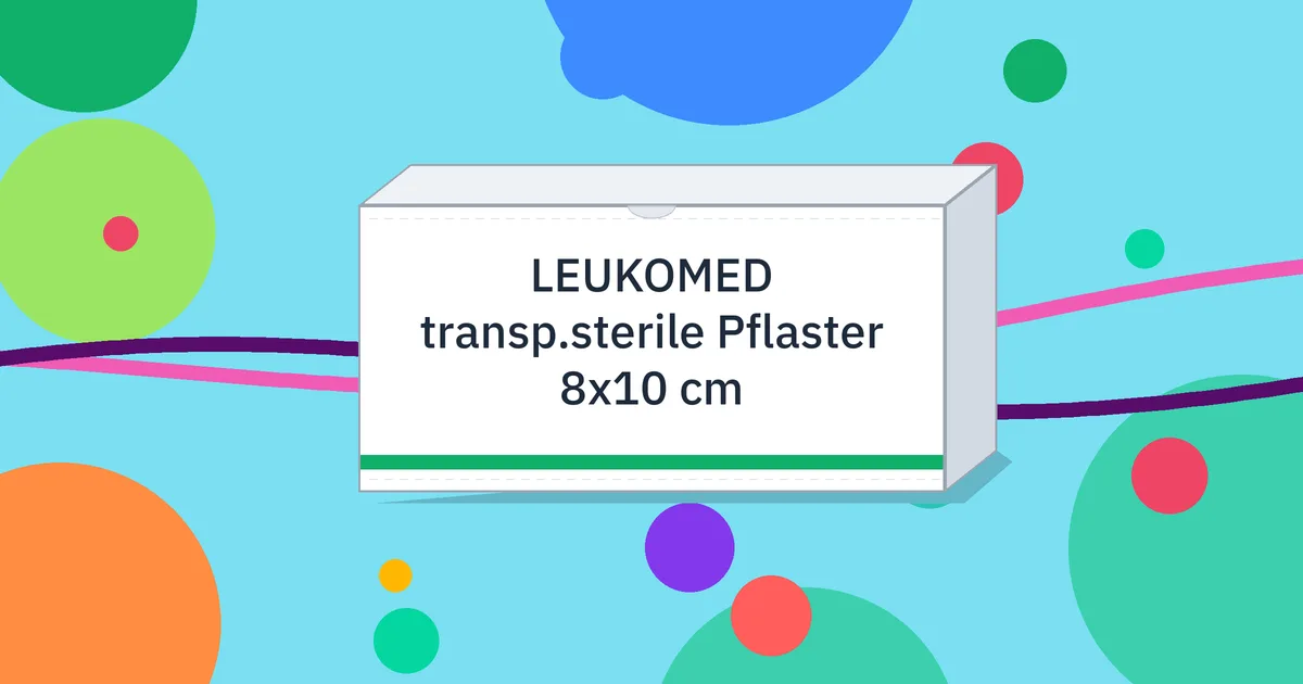 Symbolbild: Packung mit der Aufschrift LEUKOMED transp.sterile Pflaster 8x10 cm (PZN 12657320) – Verfügbarkeit und Bezug in Apotheken in Frankfurt am Main
