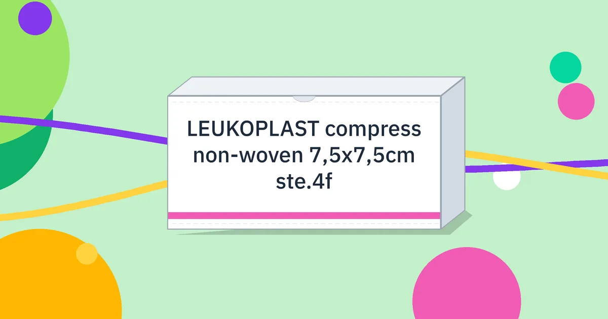 Symbolbild: Packung mit der Aufschrift LEUKOPLAST compress non-woven 7,5x7,5cm ste.4f (PZN 17208733) – Verfügbarkeit und Bezug in Apotheken in Frankfurt am Main