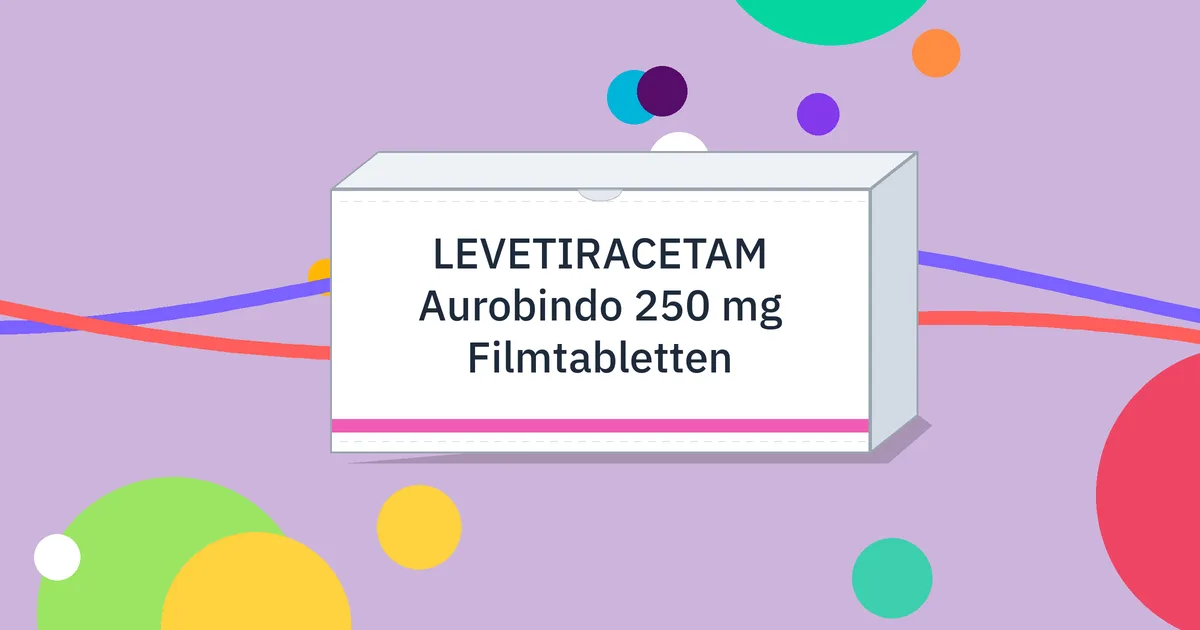 Symbolbild: Packung mit der Aufschrift LEVETIRACETAM Aurobindo 250 mg Filmtabletten (PZN 09478683) – Verfügbarkeit und Bezug in Apotheken in Frankfurt am Main