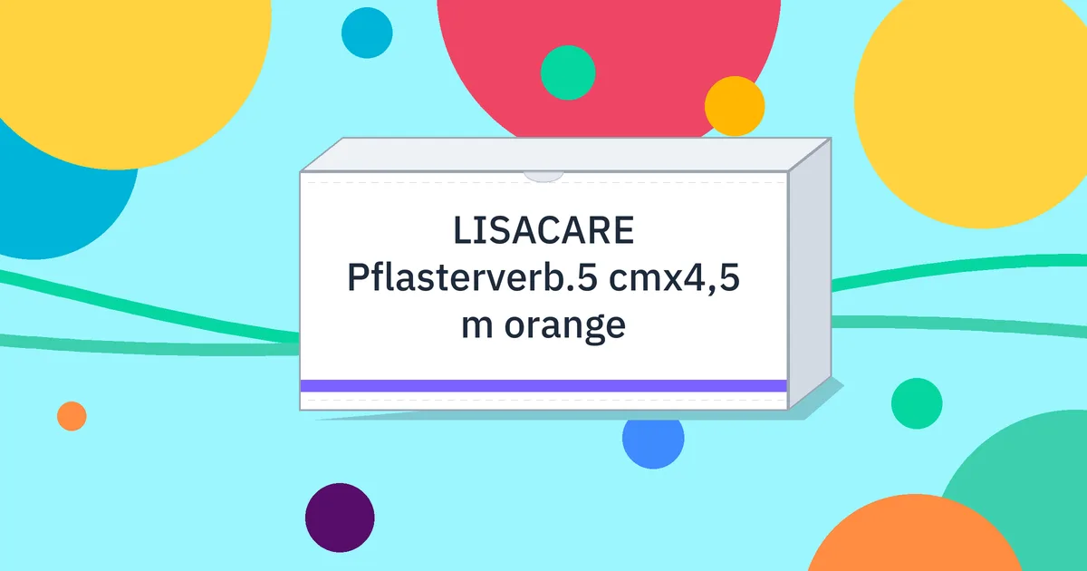 Symbolbild: Packung mit der Aufschrift LISACARE Pflasterverb.5 cmx4,5 m orange (PZN 17892072) – Verfügbarkeit und Bezug in Apotheken in Frankfurt am Main