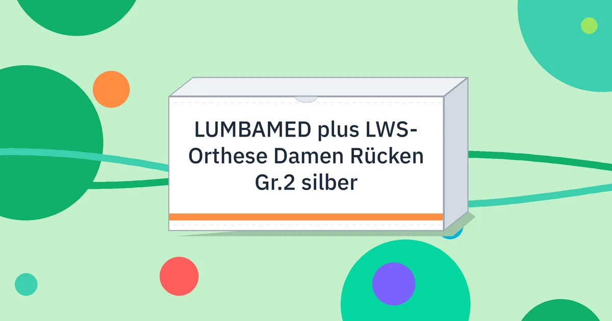 Symbolbild: Packung mit der Aufschrift LUMBAMED plus LWS-Orthese Damen Rücken Gr.2 silber (PZN 18827674) – Verfügbarkeit und Bezug in Apotheken in Frankfurt am Main