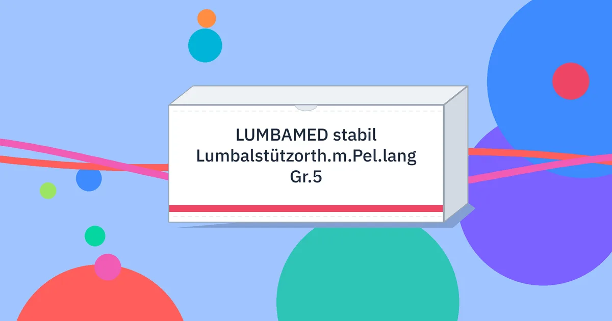 Symbolbild: Packung mit der Aufschrift LUMBAMED stabil Lumbalstützorth.m.Pel.lang Gr.5 (PZN 15313851) – Verfügbarkeit und Bezug in Apotheken in Frankfurt am Main