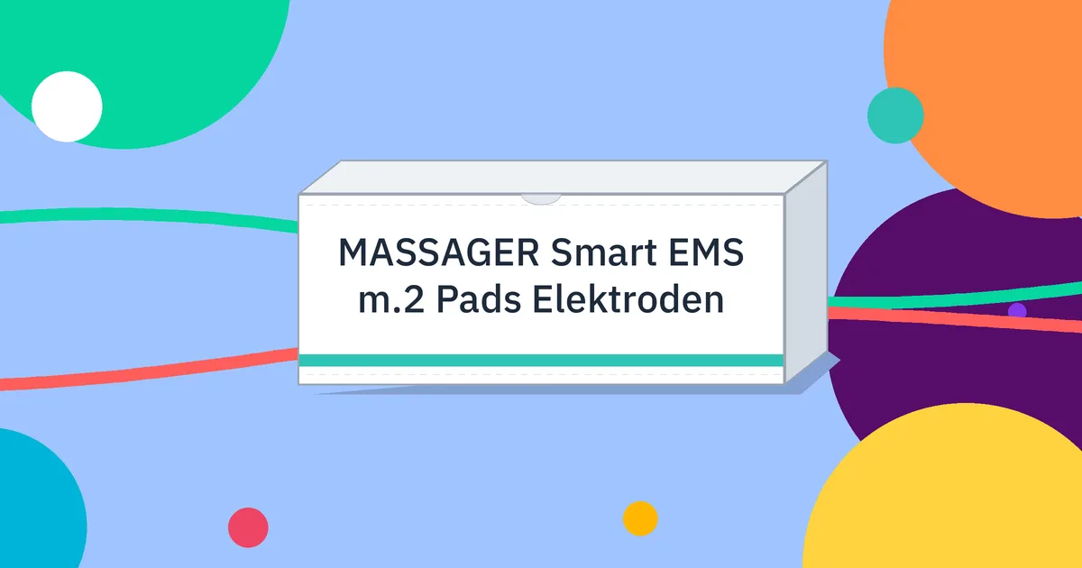 Symbolbild: Packung mit der Aufschrift MASSAGER Smart EMS m.2 Pads Elektroden (PZN 17314027) – Verfügbarkeit und Bezug in Apotheken in Frankfurt am Main