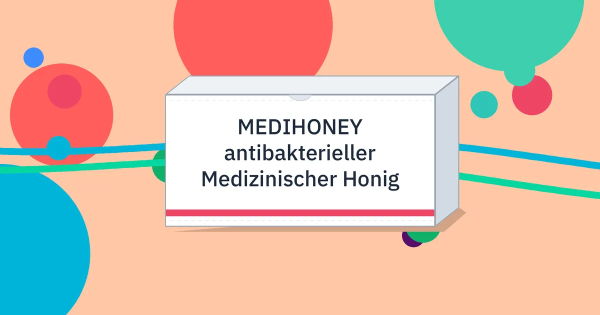 Symbolbild: Packung mit der Aufschrift MEDIHONEY antibakterieller Medizinischer Honig (PZN 01807779) – Verfügbarkeit und Bezug in Apotheken in Frankfurt am Main