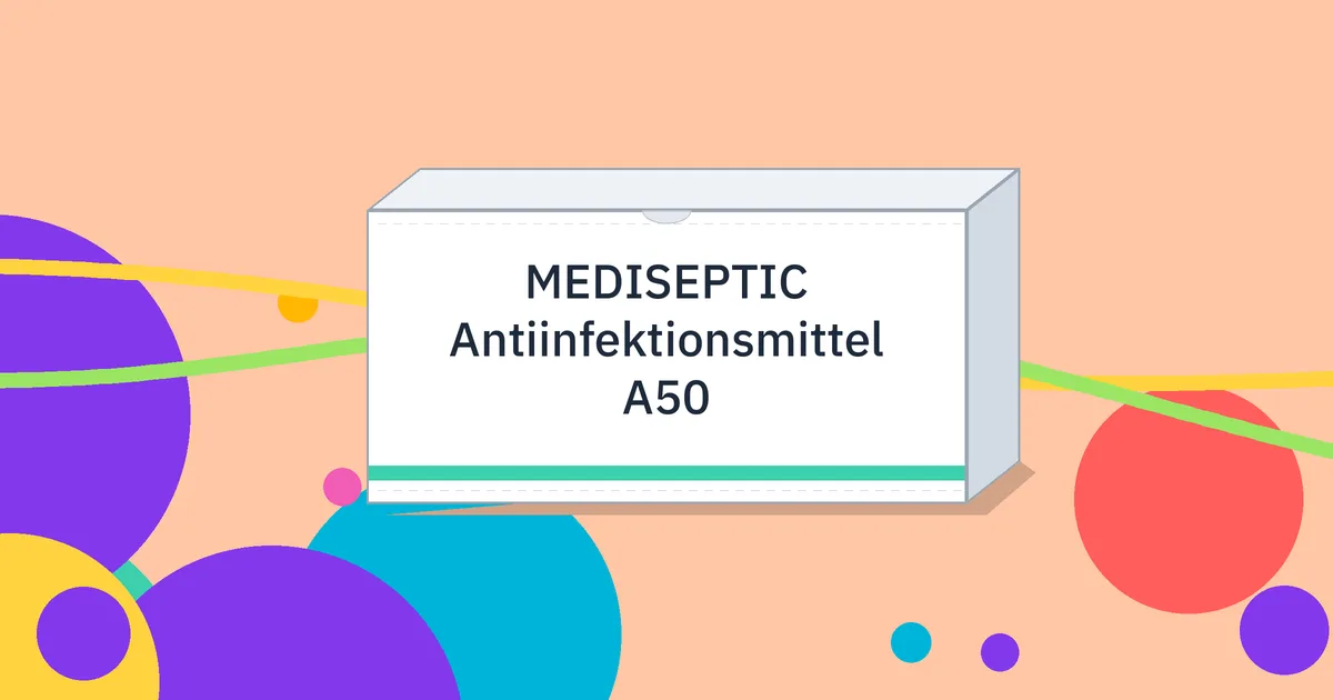 Symbolbild: Packung mit der Aufschrift MEDISEPTIC Antiinfektionsmittel A50 (PZN 16678313) – Verfügbarkeit und Bezug in Apotheken in Frankfurt am Main