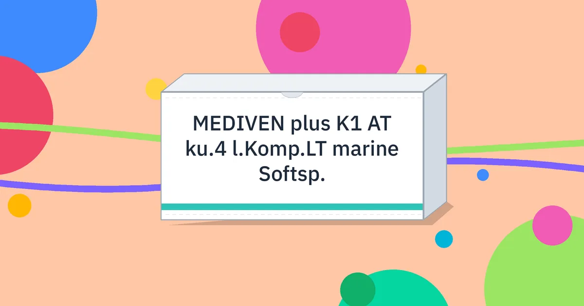 Symbolbild: Packung mit der Aufschrift MEDIVEN plus K1 AT ku.4 l.Komp.LT marine Softsp. (PZN 15028702) – Verfügbarkeit und Bezug in Apotheken in Frankfurt am Main