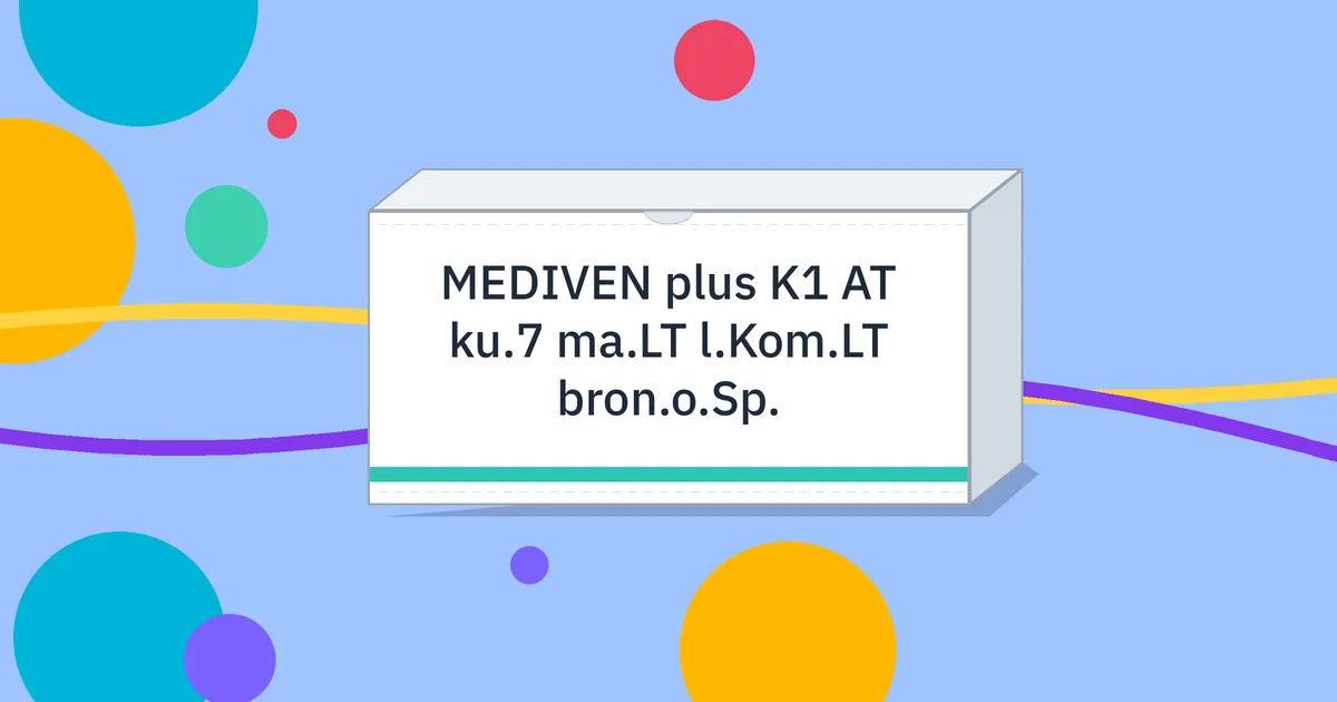 Symbolbild: Packung mit der Aufschrift MEDIVEN plus K1 AT ku.7 ma.LT l.Kom.LT bron.o.Sp. (PZN 15072347) – Verfügbarkeit und Bezug in Apotheken in Frankfurt am Main