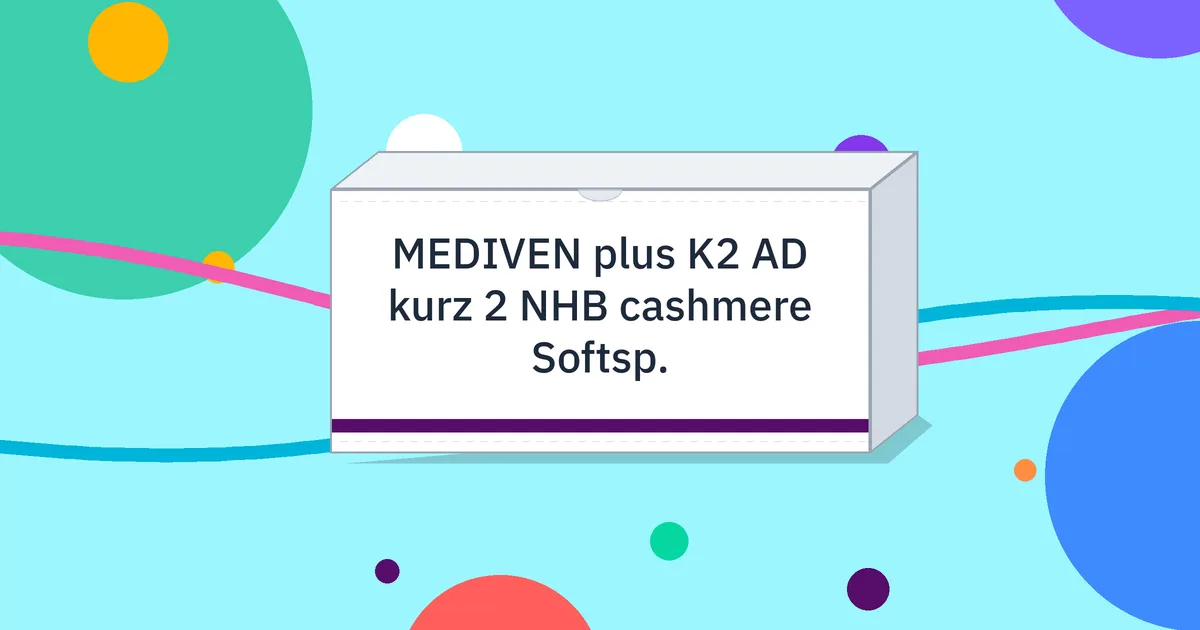 Symbolbild: Packung mit der Aufschrift MEDIVEN plus K2 AD kurz 2 NHB cashmere Softsp. (PZN 15925011) – Verfügbarkeit und Bezug in Apotheken in Frankfurt am Main
