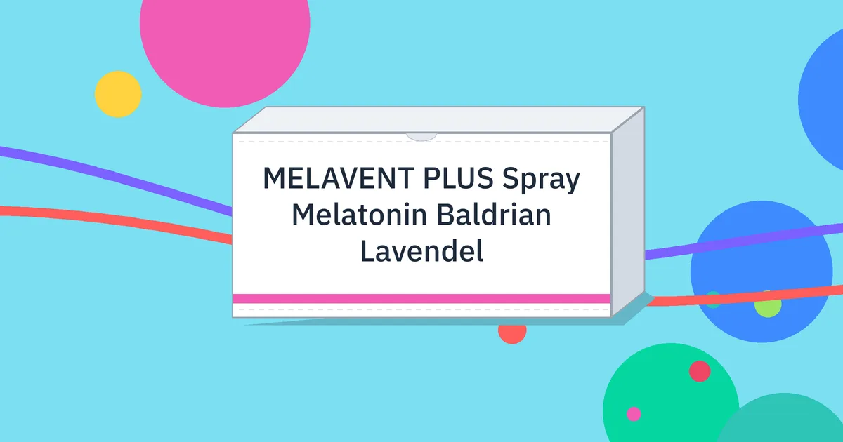 Symbolbild: Packung mit der Aufschrift MELAVENT PLUS Spray Melatonin Baldrian Lavendel (PZN 18825250) – Verfügbarkeit und Bezug in Apotheken in Frankfurt am Main
