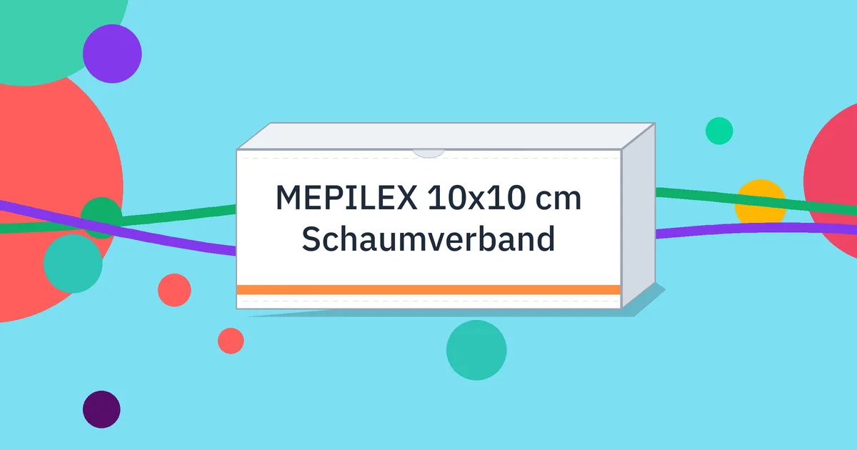 Symbolbild: Packung mit der Aufschrift MEPILEX 10x10 cm Schaumverband (PZN 11646343) – Verfügbarkeit und Bezug in Apotheken in Frankfurt am Main