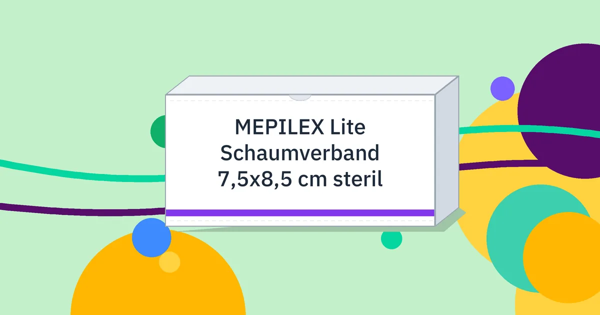 Symbolbild: Packung mit der Aufschrift MEPILEX Lite Schaumverband 7,5x8,5 cm steril (PZN 14221360) – Verfügbarkeit und Bezug in Apotheken in Frankfurt am Main