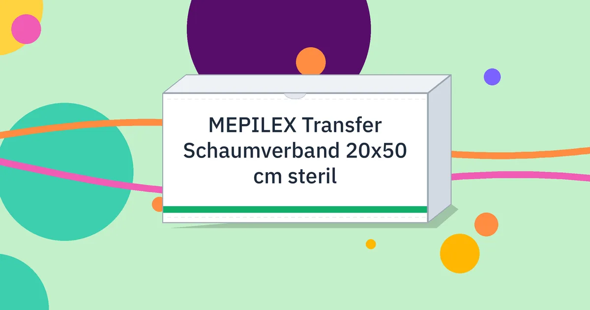 Symbolbild: Packung mit der Aufschrift MEPILEX Transfer Schaumverband 20x50 cm steril (PZN 11152345) – Verfügbarkeit und Bezug in Apotheken in Frankfurt am Main