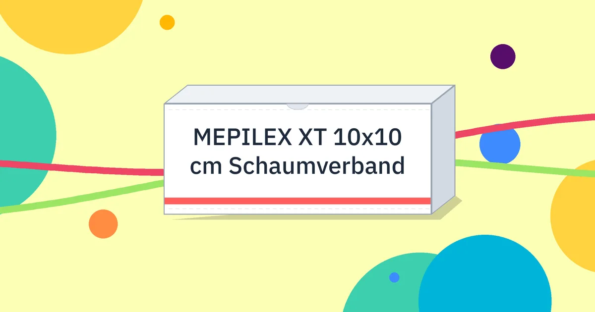 Symbolbild: Packung mit der Aufschrift MEPILEX XT 10x10 cm Schaumverband (PZN 07052336) – Verfügbarkeit und Bezug in Apotheken in Frankfurt am Main