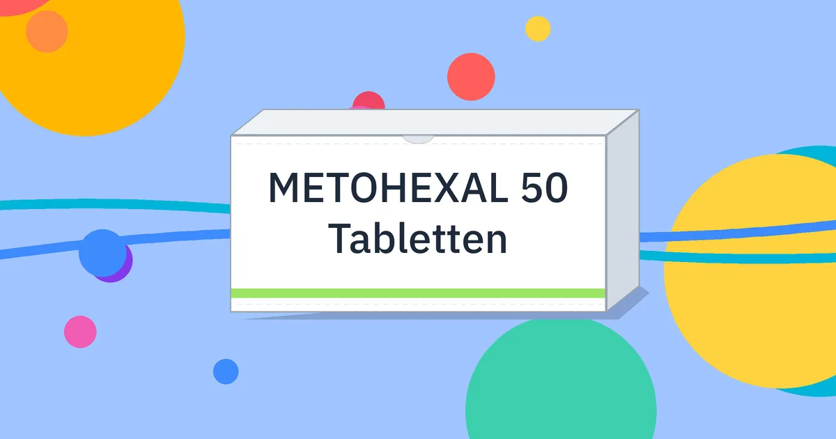 Symbolbild: Packung mit der Aufschrift METOHEXAL 50 Tabletten (PZN 06178354) – Verfügbarkeit und Bezug in Apotheken in Frankfurt am Main