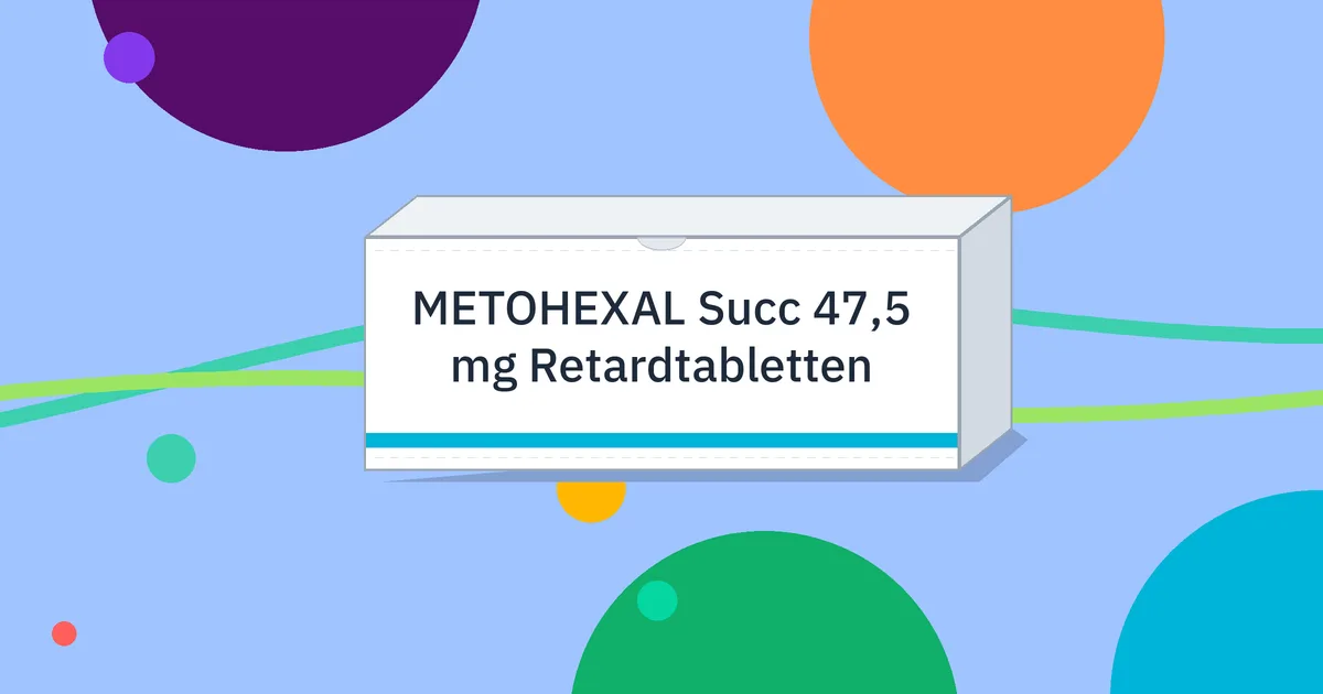 Symbolbild: Packung mit der Aufschrift METOHEXAL Succ 47,5 mg Retardtabletten (PZN 00850431) – Verfügbarkeit und Bezug in Apotheken in Frankfurt am Main
