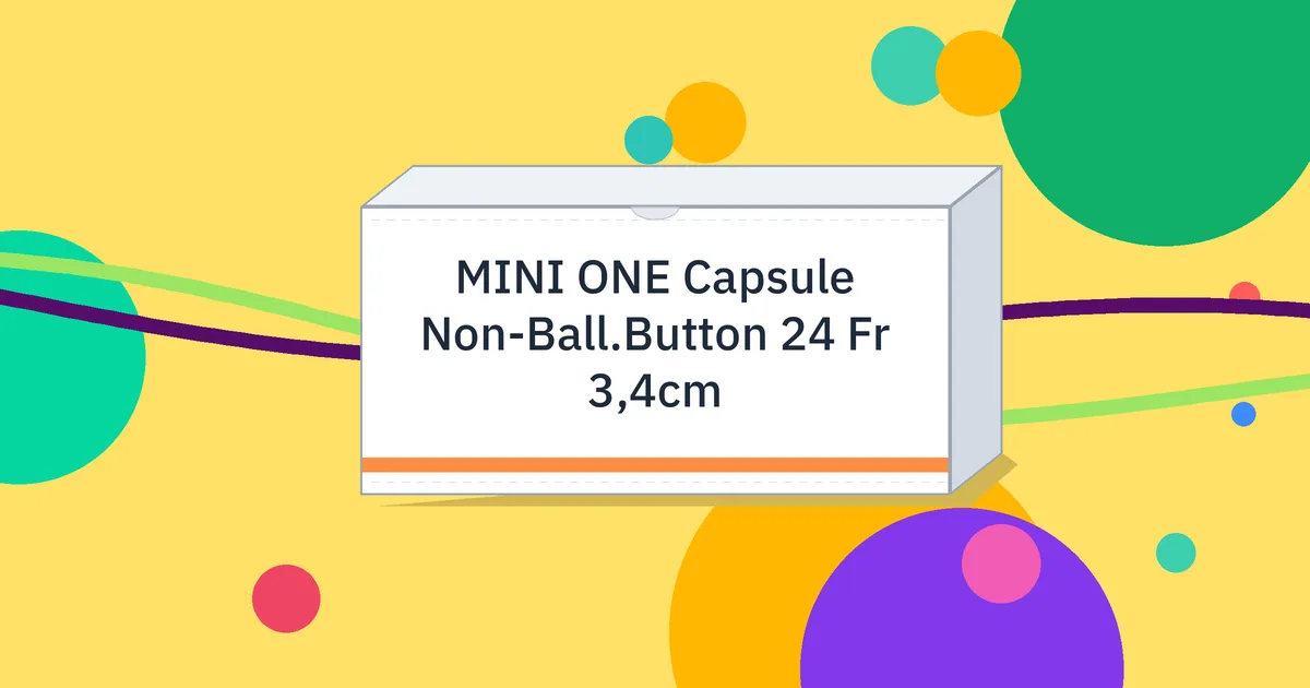 Symbolbild: Packung mit der Aufschrift MINI ONE Capsule Non-Ball.Button 24 Fr 3,4cm (PZN 14343927) – Verfügbarkeit und Bezug in Apotheken in Frankfurt am Main