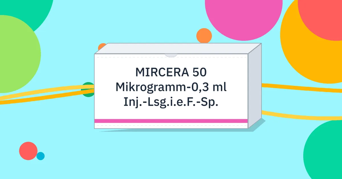Symbolbild: Packung mit der Aufschrift MIRCERA 50 Mikrogramm-0,3 ml Inj.-Lsg.i.e.F.-Sp. (PZN 08472164) – Verfügbarkeit und Bezug in Apotheken in Frankfurt am Main