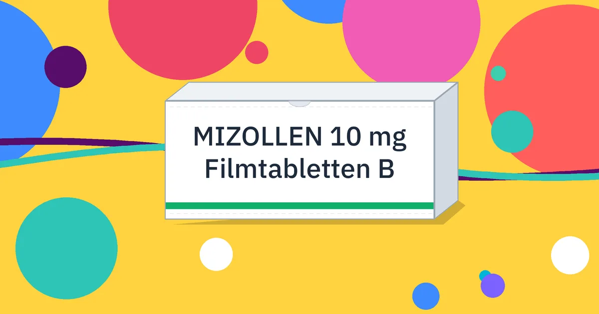 Symbolbild: Packung mit der Aufschrift MIZOLLEN 10 mg Filmtabletten B (PZN 03211861) – Verfügbarkeit und Bezug in Apotheken in Frankfurt am Main