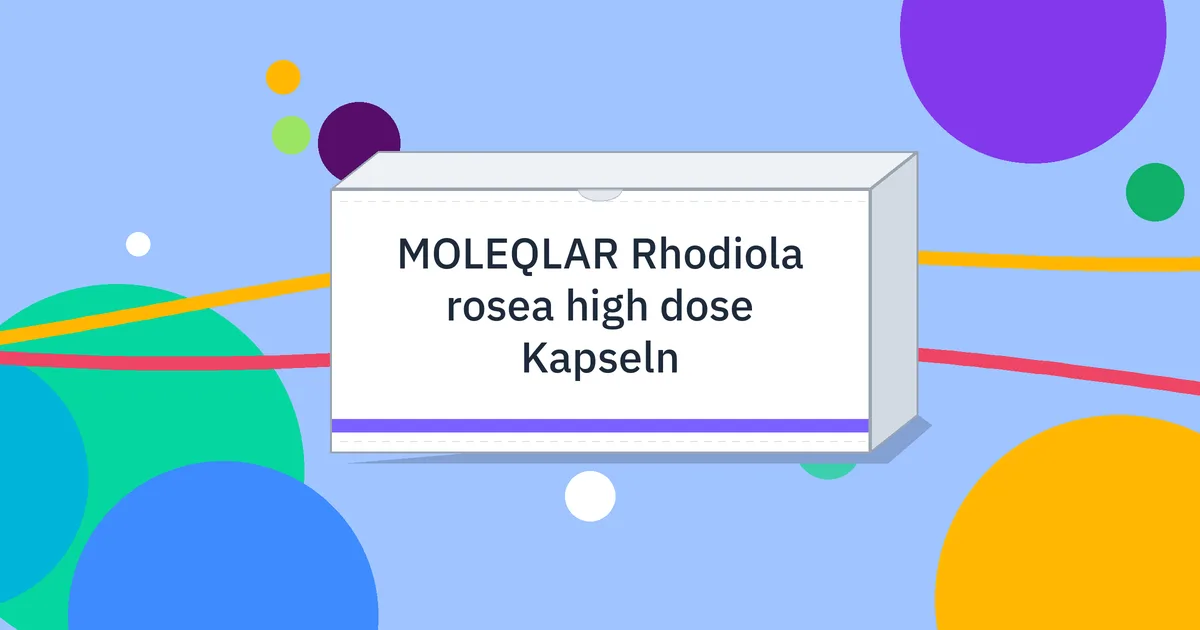 Symbolbild: Packung mit der Aufschrift MOLEQLAR Rhodiola rosea high dose Kapseln (PZN 20584374) – Verfügbarkeit und Bezug in Apotheken in Frankfurt am Main