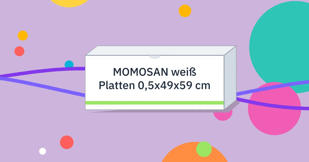 Symbolbild: Packung mit der Aufschrift MOMOSAN weiß Platten 0,5x49x59 cm (PZN 06136344) – Verfügbarkeit und Bezug in Apotheken in Frankfurt am Main