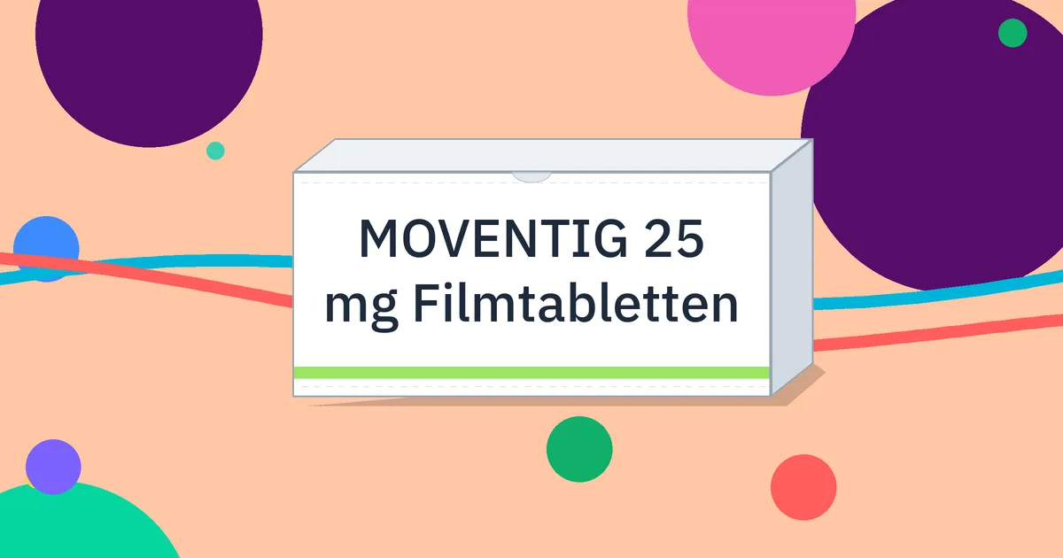 Symbolbild: Packung mit der Aufschrift MOVENTIG 25 mg Filmtabletten (PZN 17274693) – Verfügbarkeit und Bezug in Apotheken in Frankfurt am Main
