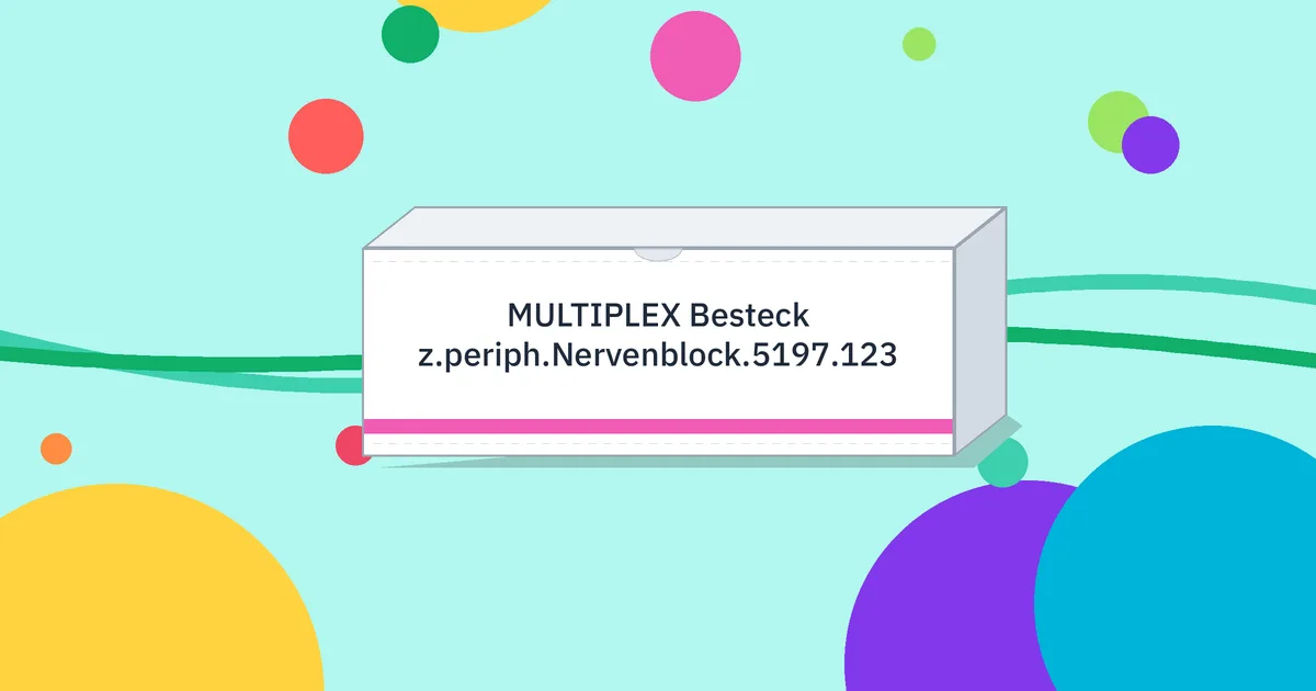 Symbolbild: Packung mit der Aufschrift MULTIPLEX Besteck z.periph.Nervenblock.5197.123 (PZN 04481717) – Verfügbarkeit und Bezug in Apotheken in Frankfurt am Main