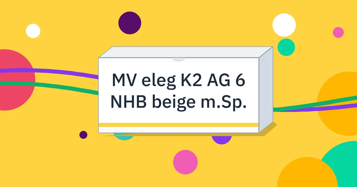 Symbolbild: Packung mit der Aufschrift MV eleg K2 AG 6 NHB beige m.Sp. (PZN 15730945) – Verfügbarkeit und Bezug in Apotheken in Frankfurt am Main