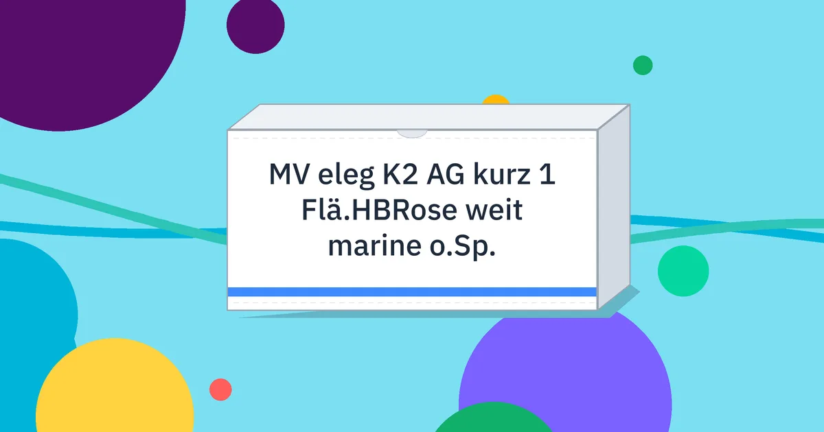 Symbolbild: Packung mit der Aufschrift MV eleg K2 AG kurz 1 Flä.HBRose weit marine o.Sp. (PZN 15706757) – Verfügbarkeit und Bezug in Apotheken in Frankfurt am Main