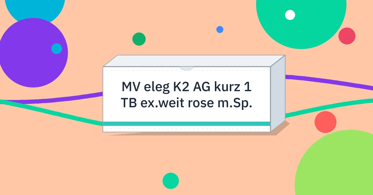 Symbolbild: Packung mit der Aufschrift MV eleg K2 AG kurz 1 TB ex.weit rose m.Sp. (PZN 14697677) – Verfügbarkeit und Bezug in Apotheken in Frankfurt am Main