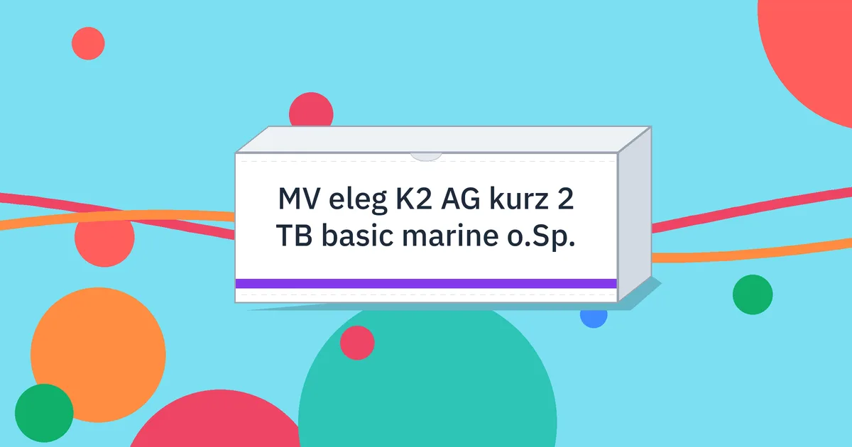 Symbolbild: Packung mit der Aufschrift MV eleg K2 AG kurz 2 TB basic marine o.Sp. (PZN 14608774) – Verfügbarkeit und Bezug in Apotheken in Frankfurt am Main