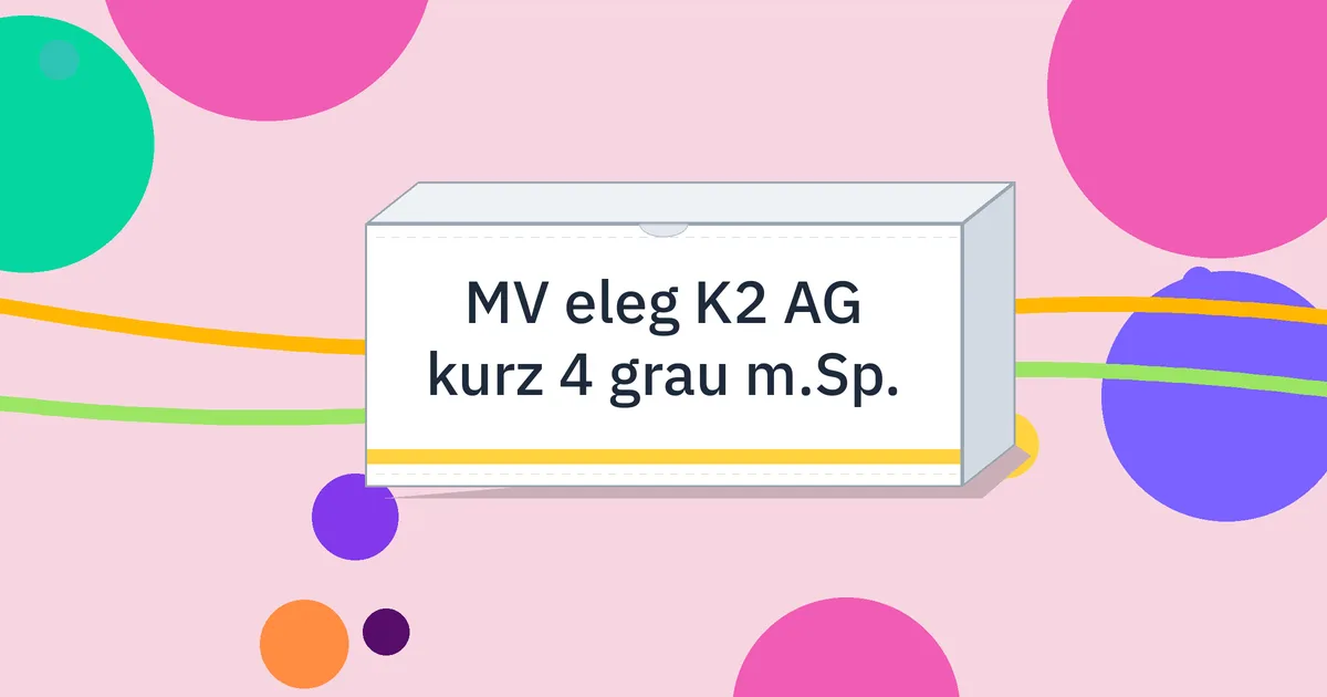 Symbolbild: Packung mit der Aufschrift MV eleg K2 AG kurz 4 grau m.Sp. (PZN 18924733) – Verfügbarkeit und Bezug in Apotheken in Frankfurt am Main
