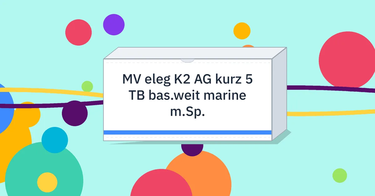 Symbolbild: Packung mit der Aufschrift MV eleg K2 AG kurz 5 TB bas.weit marine m.Sp. (PZN 14608538) – Verfügbarkeit und Bezug in Apotheken in Frankfurt am Main