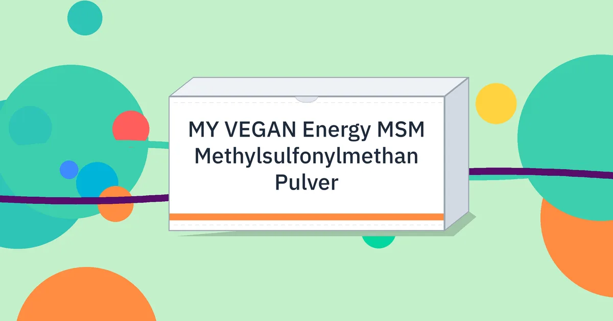Symbolbild: Packung mit der Aufschrift MY VEGAN Energy MSM Methylsulfonylmethan Pulver (PZN 12909448) – Verfügbarkeit und Bezug in Apotheken in Frankfurt am Main