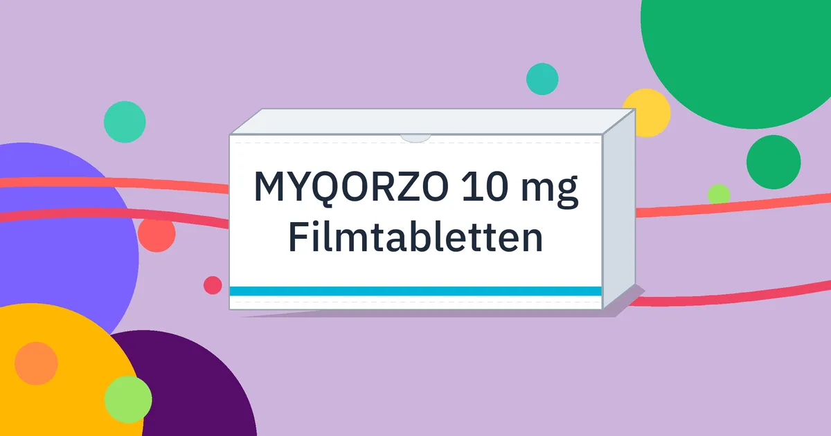 Symbolbild: Packung mit der Aufschrift MYQORZO 10 mg Filmtabletten (PZN 20231285) – Verfügbarkeit und Bezug in Apotheken in Frankfurt am Main