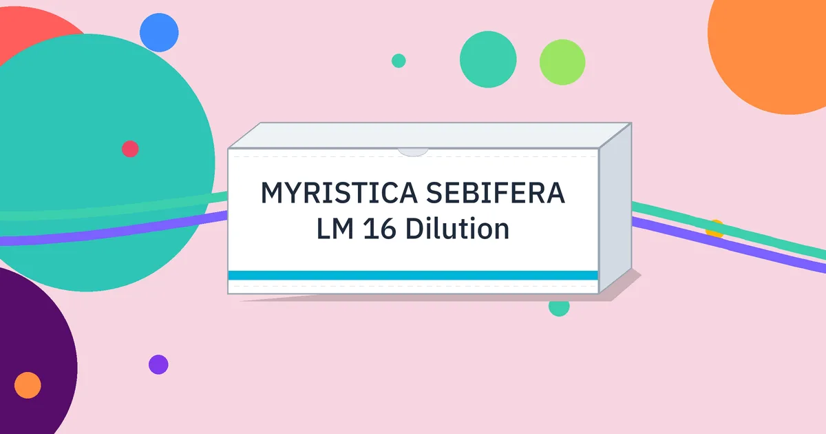 Symbolbild: Packung mit der Aufschrift MYRISTICA SEBIFERA LM 16 Dilution (PZN 13612615) – Verfügbarkeit und Bezug in Apotheken in Frankfurt am Main